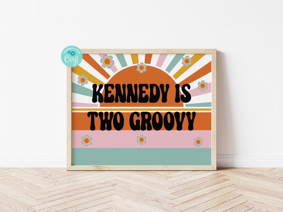 Two Groovy Sign Template, Hippie Birthday Party, Two Groovy Party ...
