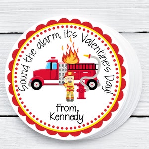 Fire Truck Valentine, Fireman Valentine, Firefighter, Valentine ...