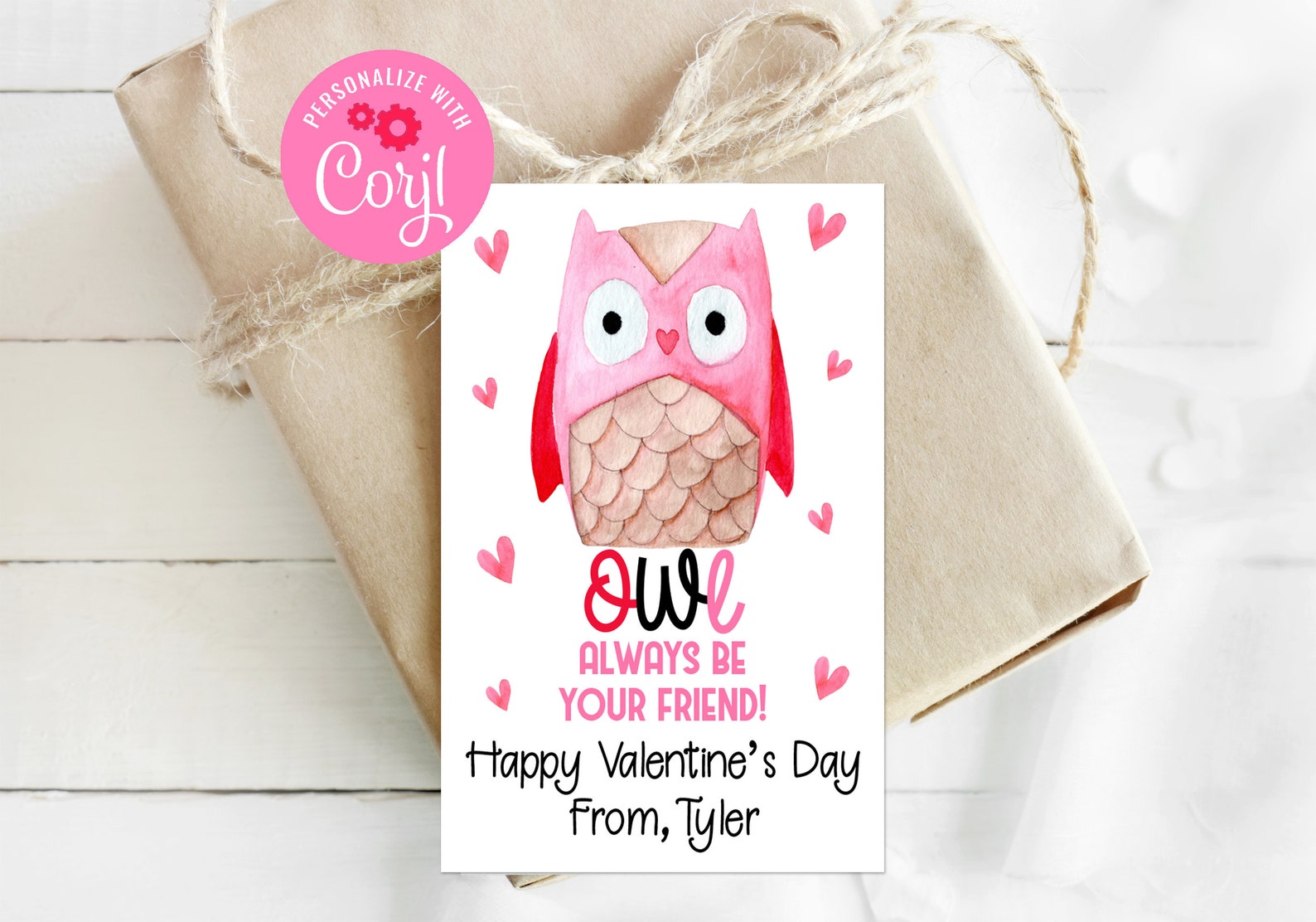 Editable Owl Valentine's Day Owl Always Be Your Friend - Etsy