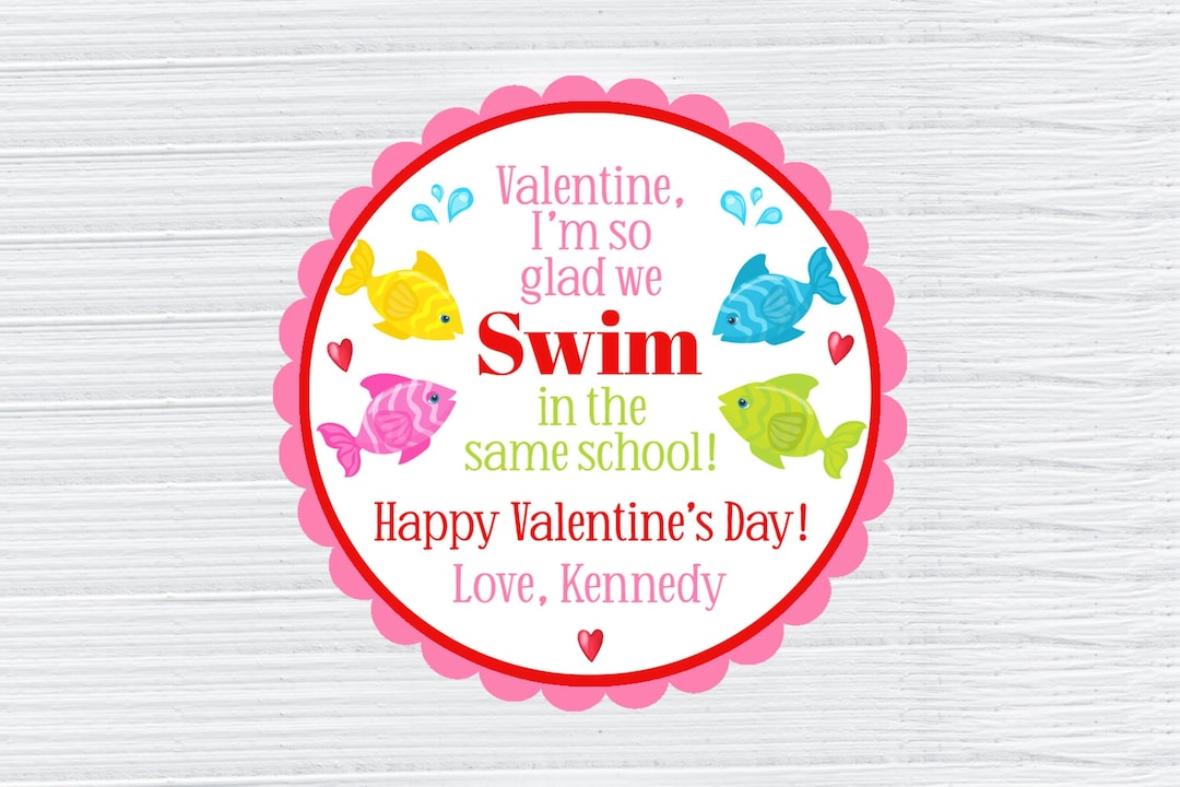 Shipped I'm so Glad We Swim in the Same School Fish Valentine Tag for ...