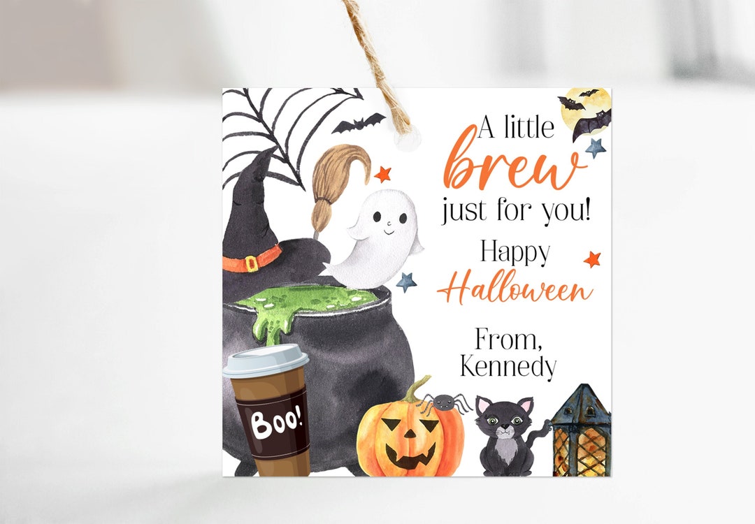 Printable A Little Brew for All You Do Halloween Coffee Tag Fall Gift ...