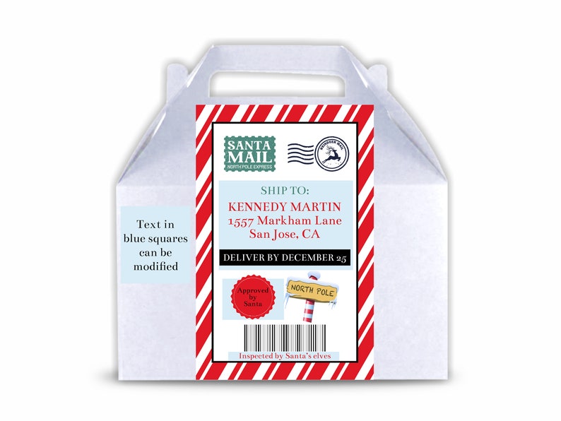 Editable Santa Shipping Label Template for Kids Christmas Gifts ...