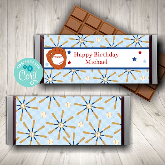 Printable Baseball Chocolate Candy Bar Wrapper Baseball Birthday ...