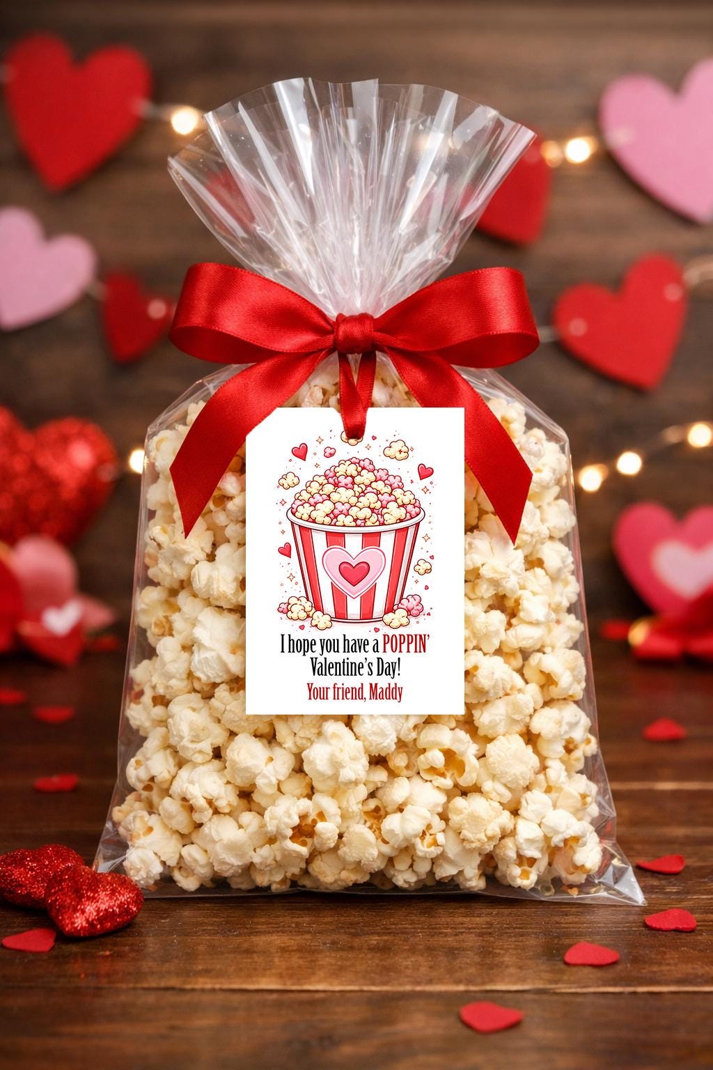 Popcorn Poppin’ Valentine Tag for Kids, Editable and Printable, School ...