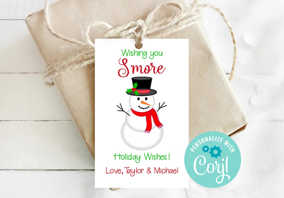 Editable Christmas Tag, Wishing You S'more Holiday Wishes, Smore ...