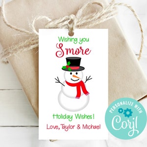 Editable Christmas Tag, Wishing You S'more Holiday Wishes, Smore ...
