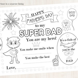 Fathers Day Printable, Fathers Gift From Kids, Super Dad, Coloring ...
