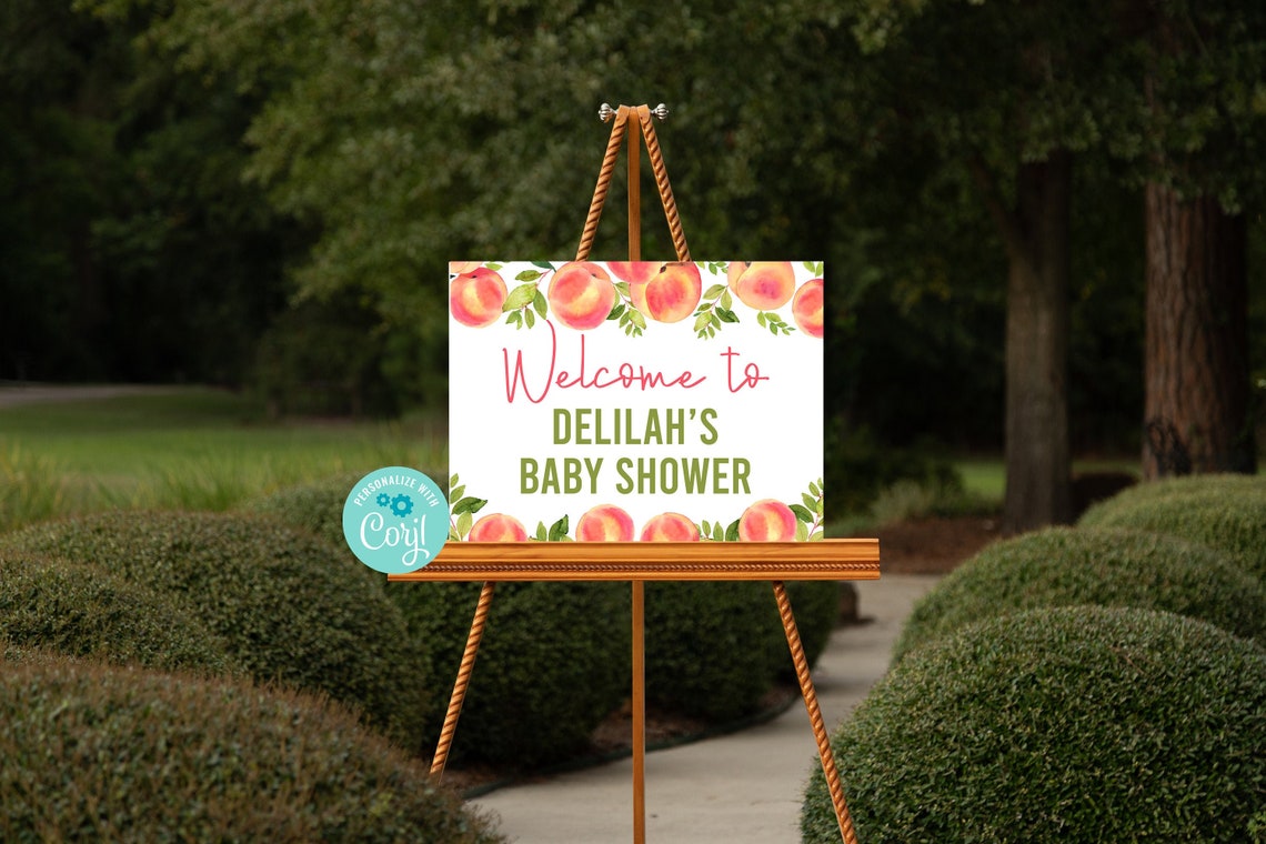 Editable Peach Welcome Sign Peach Baby Shower Peach Bridal - Etsy