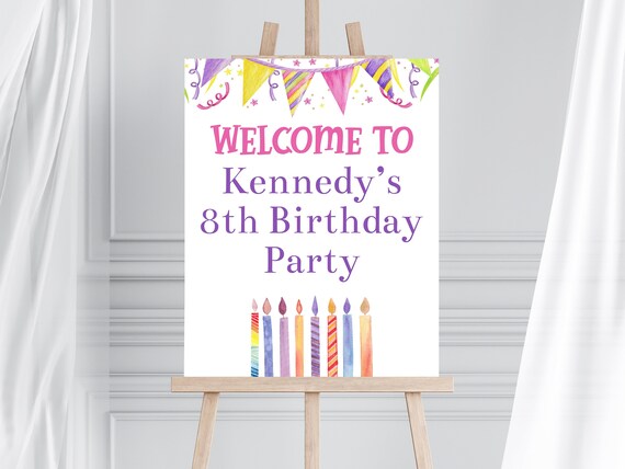 8th Birthday Party Welcome Sign Eight is Great Party Decorations Eight ...
