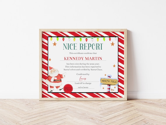 Editable Santa Claus Nice Report Template, Printable Naughty or Nice ...