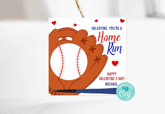 Editable Baseball Valentine Tag, Sports Valentines, Boys Valentines ...