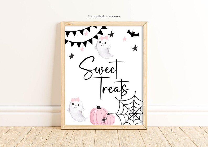 Hey Boo Pastel Pink and Black Ghost Birthday Party Welcome - Etsy