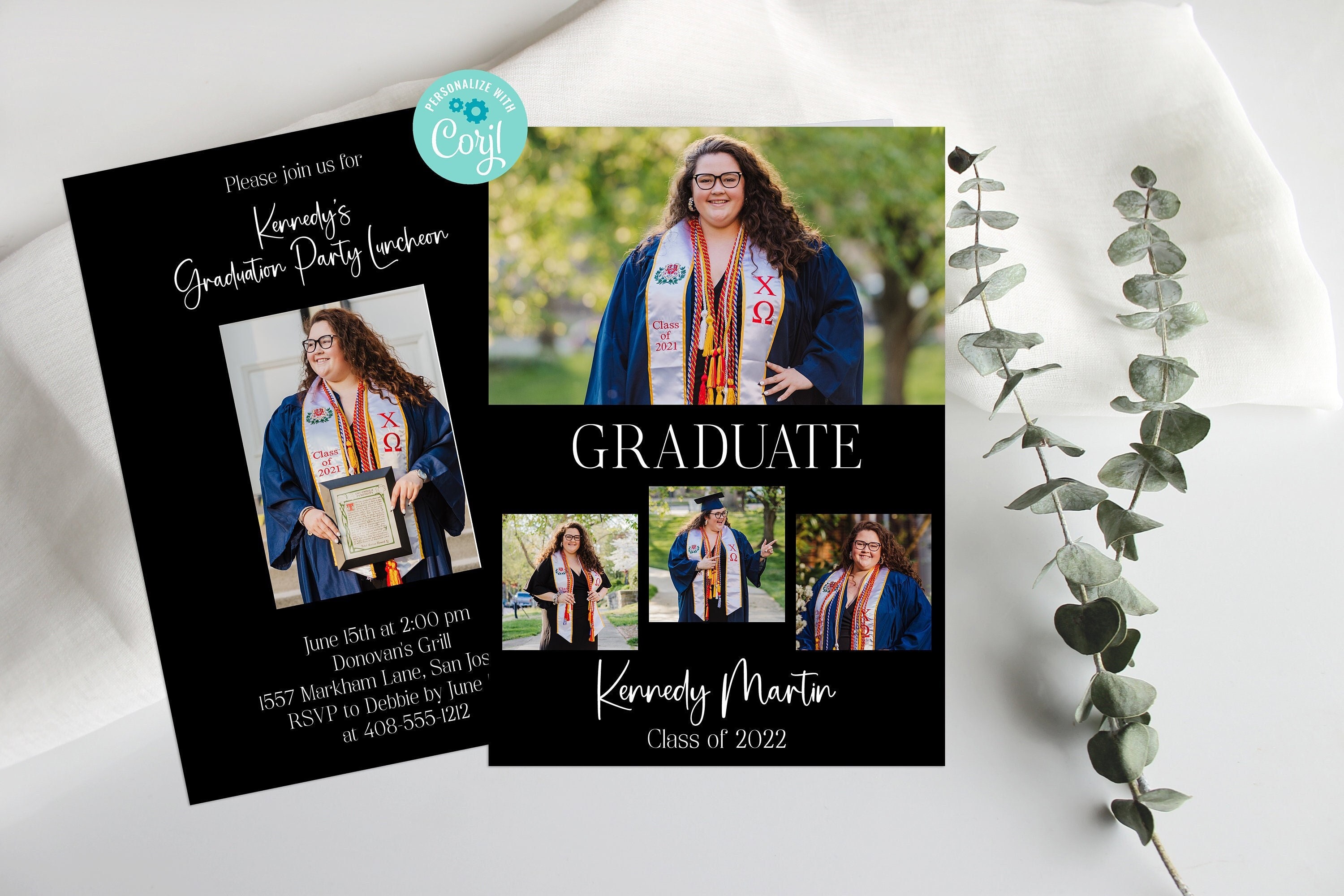 Two Sided Graduation Invitation 2022 Instant Download - Etsy