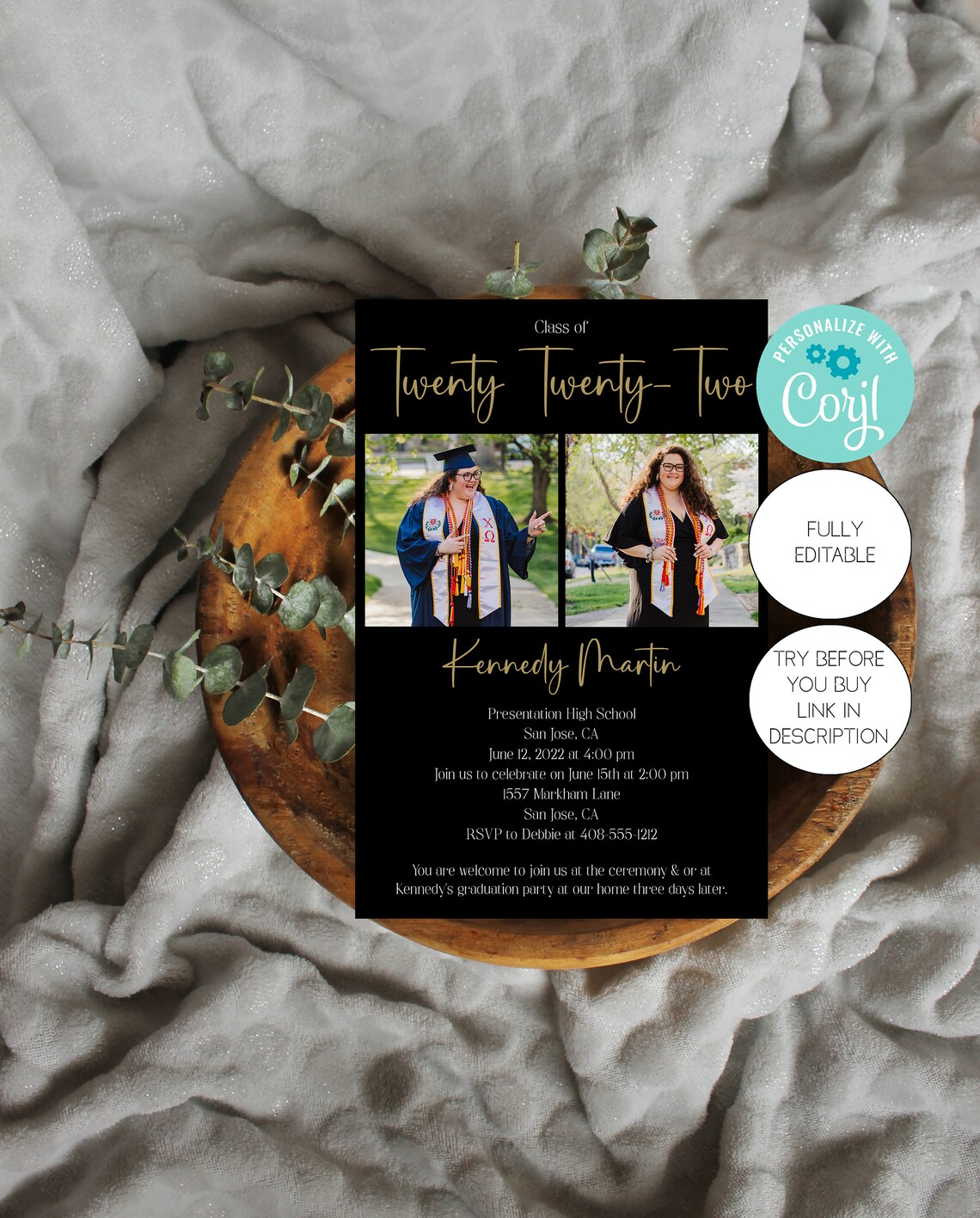 Fully Editable Class of Twenty Twenty Two Graduation Party - Etsy