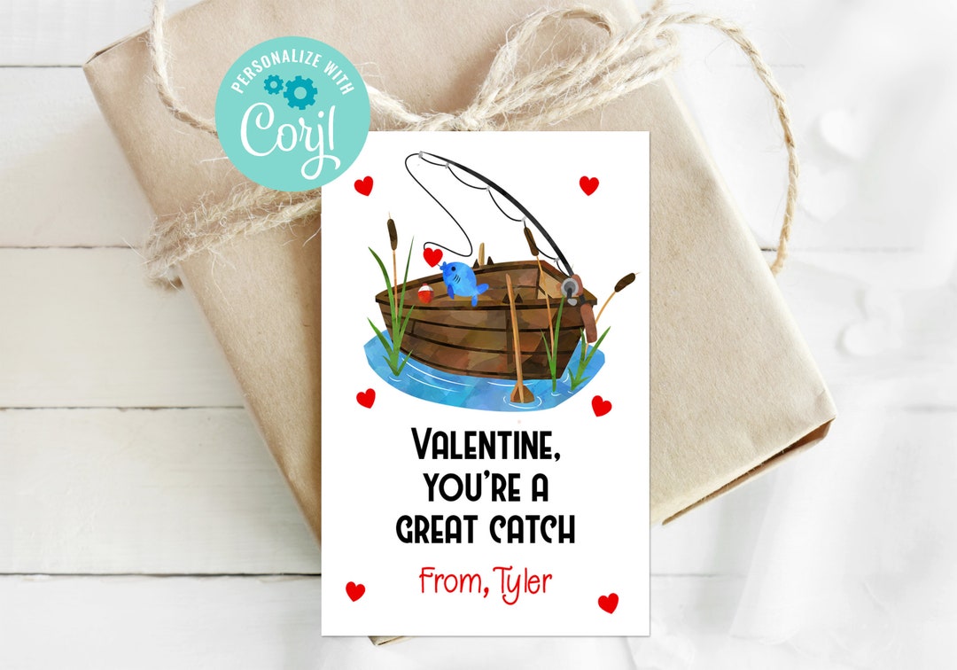 Editable You're a Great Catch Valentine, Fishing Valentine, Printable ...