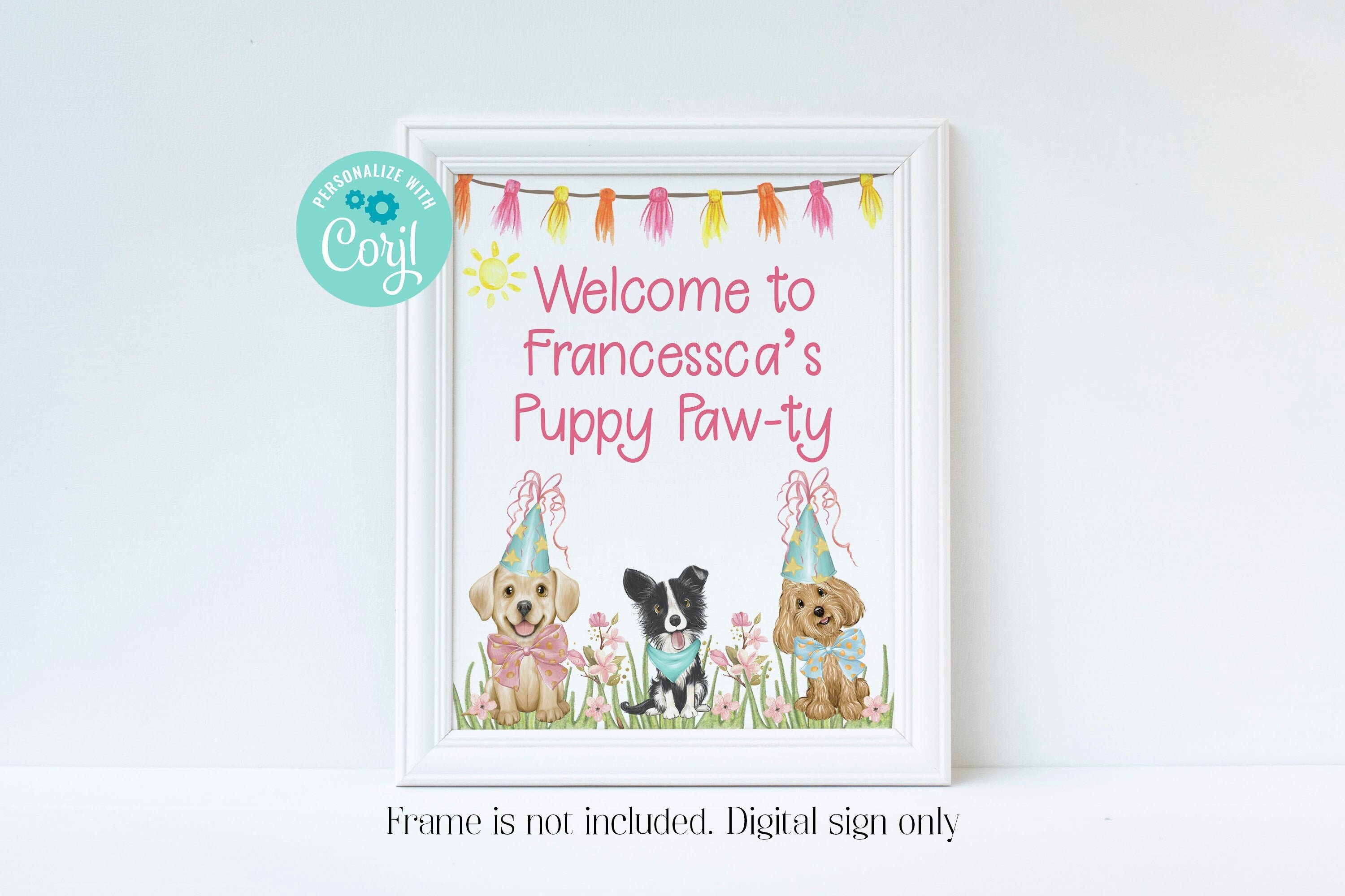 Editable Puppy Party Welcome Sign Puppy Paw-ty Dog Birthday | Etsy