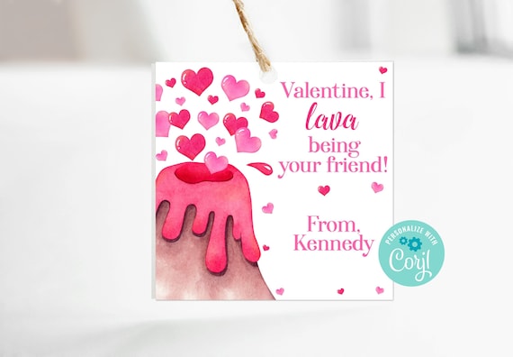 Editable Valentine I Lava Being Your Friend Tag For Kids Classroom ...