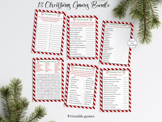 Printable Christmas Games Bundle, 13 Games or Activities Included ...