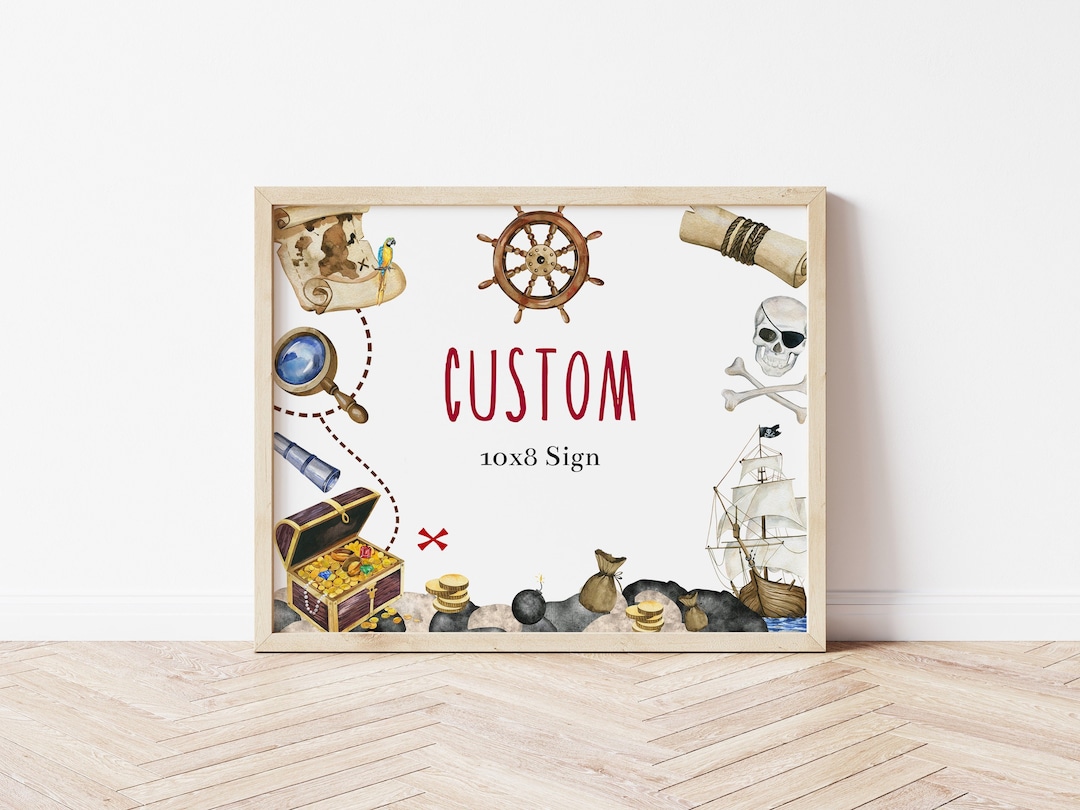 Editable Pirate Birthday Party Custom Sign Template, Boys Pirate ...