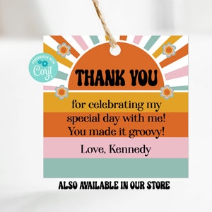 Groovy Favor Tag Template, Hippie Birthday Party, Retro Birthday Party ...