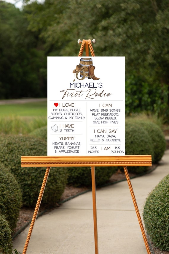 Editable My First Rodeo Milestone Sign 1st Birthday Party Cowboy ...