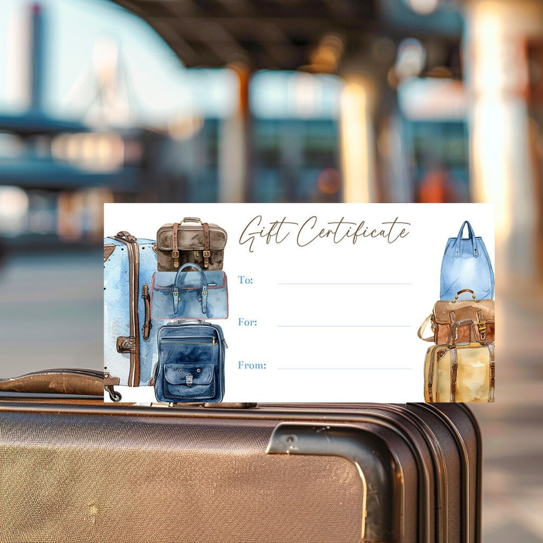 Printable Luggage Handbag Tote or Briefcase Gift Certificate Template ...