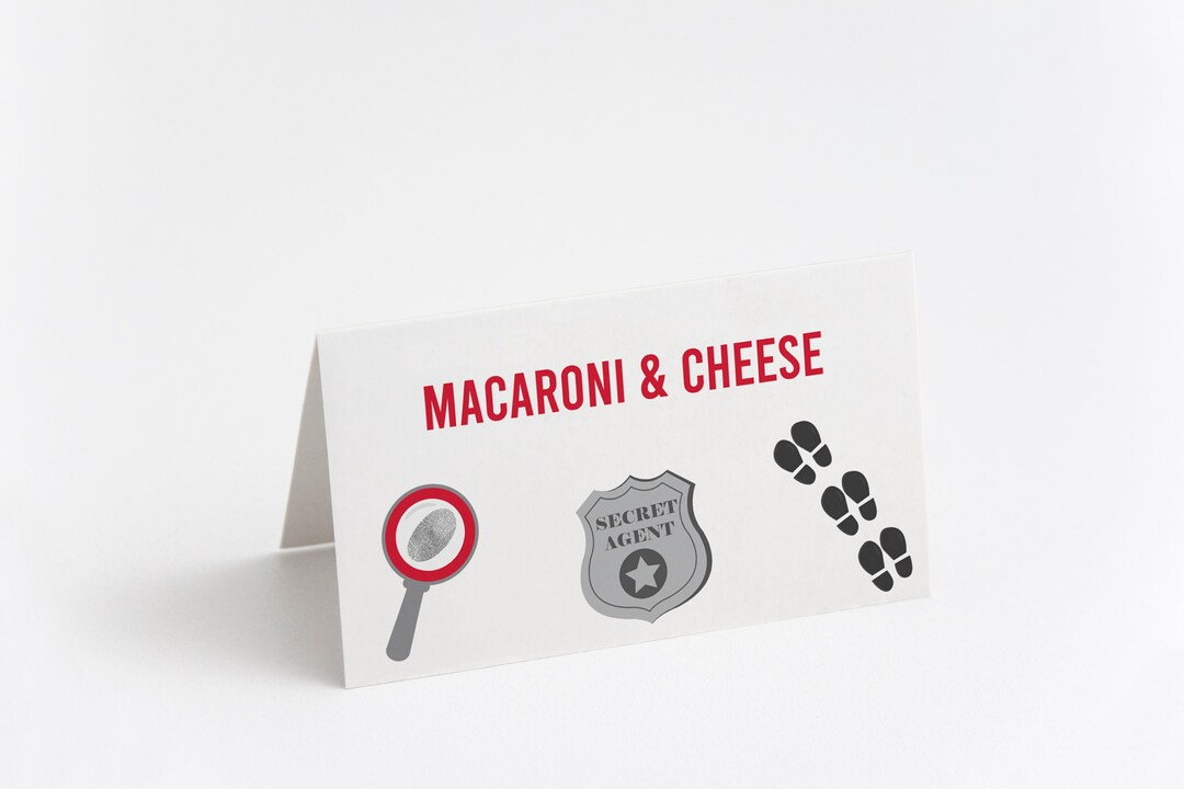 Editable Detective Party Food Card Template, Printable Detective ...