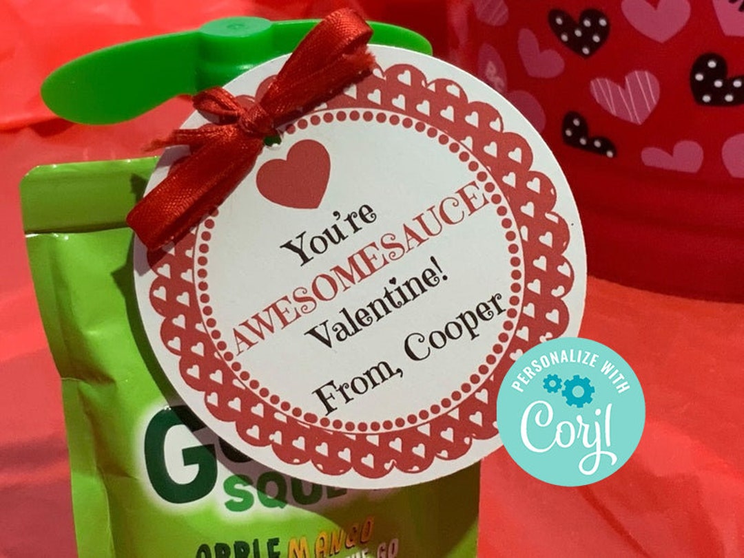 Editable You're Awesomesauce, Printable Valentines, Valentine's Day Tag ...
