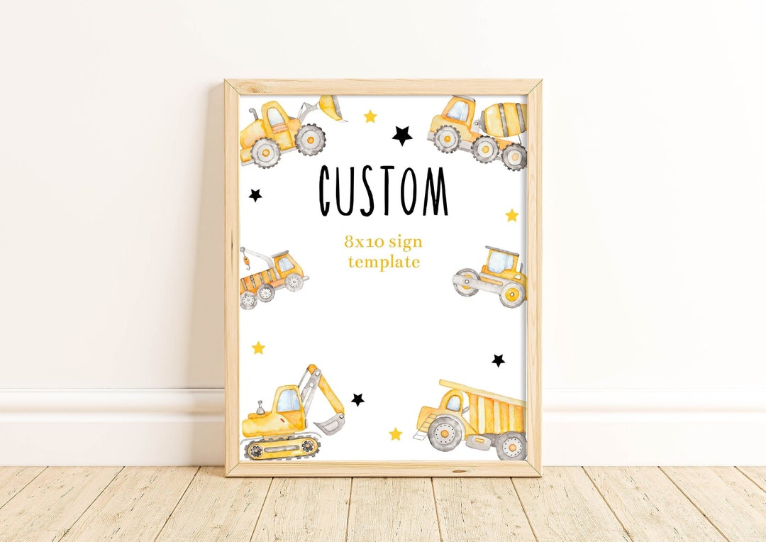Editable Construction Baby Shower or Birthday Custom Sign Template ...