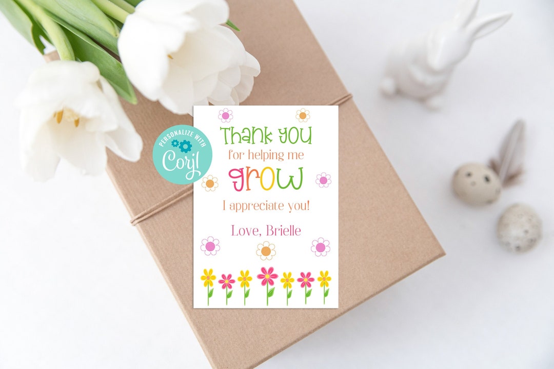 Personalized Thank You for Helping Me Grow Tag, Teacher Appreciation ...