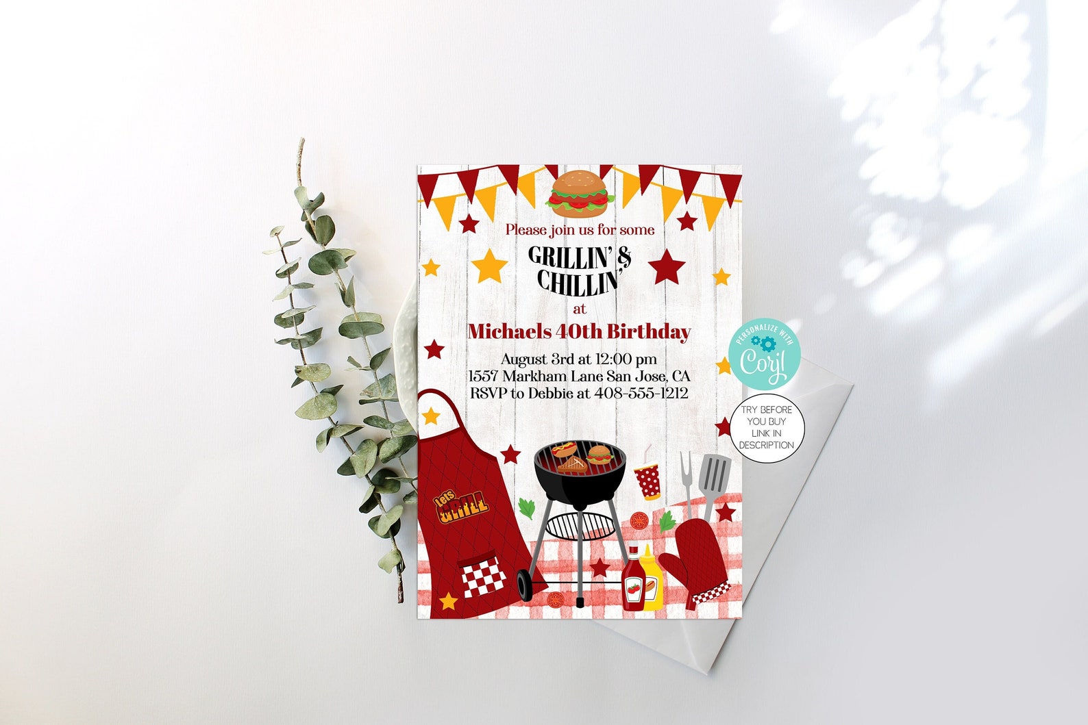 Chillin and Grillin BBQ Invitation Summer Birthday Barbeque - Etsy