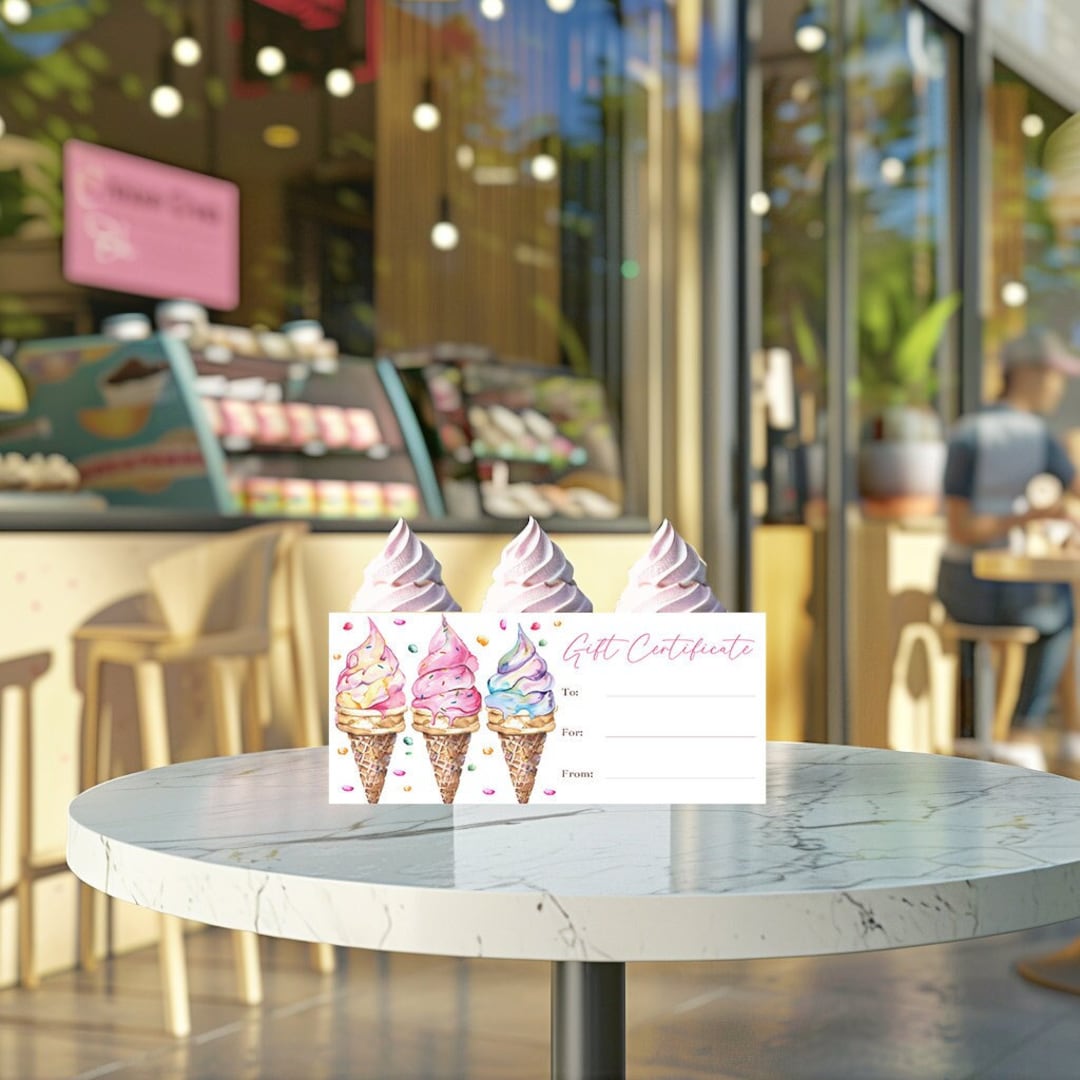 Ice Cream Gift Certificate Editable Ice Cream Coupon Voucher Printable ...
