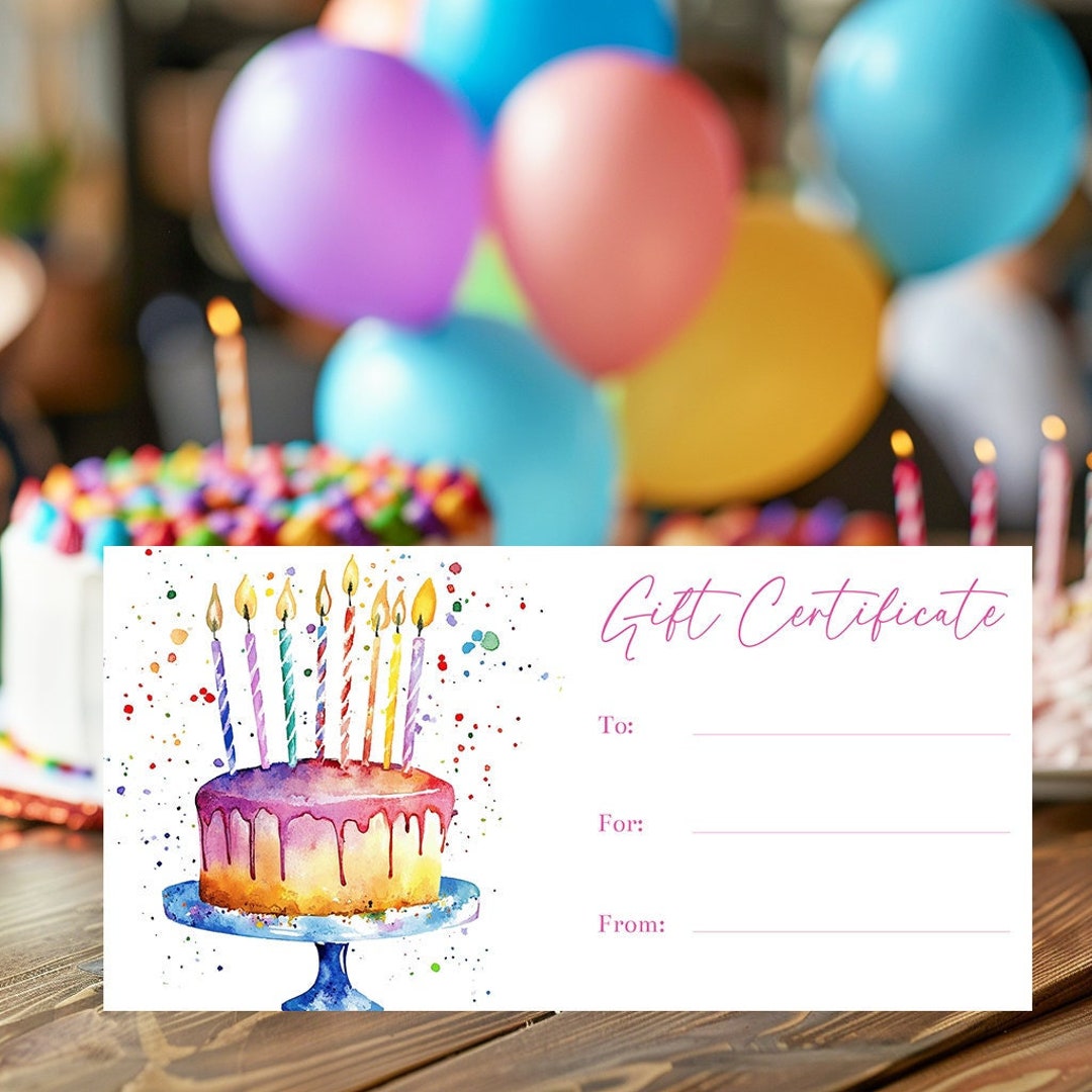 Printable Birthday Cake Gift Certificate Voucher Template Editable ...