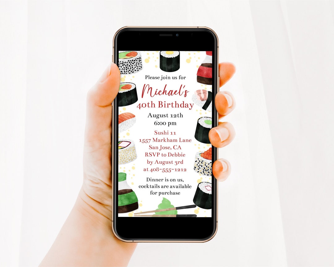 Editable Sushi Digital Invitation, Sushi Night, Sushi Birthday Party ...