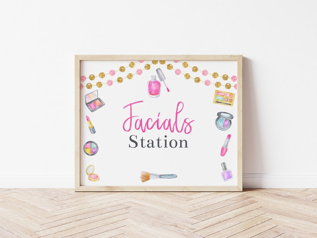 Facials Sign, Spa Facial Sign, Spa Birthday Party, Makeup Party, Spa ...
