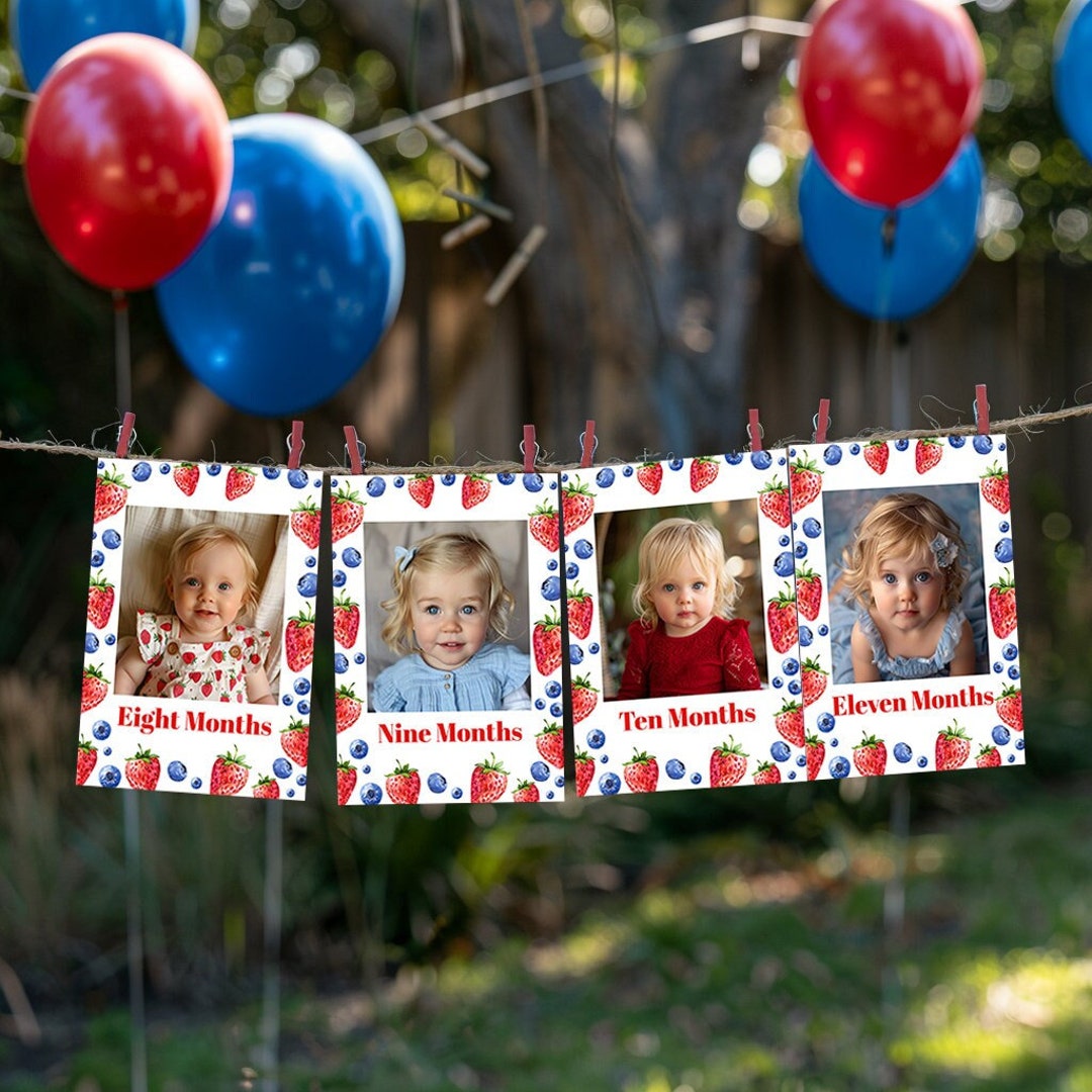 Berry First Year Photo Banner Printable 1st Birthday Party Decorations ...