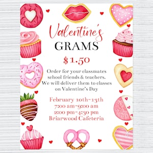 Editable Valentine's Day Grams Flyer Template, Printable School ...
