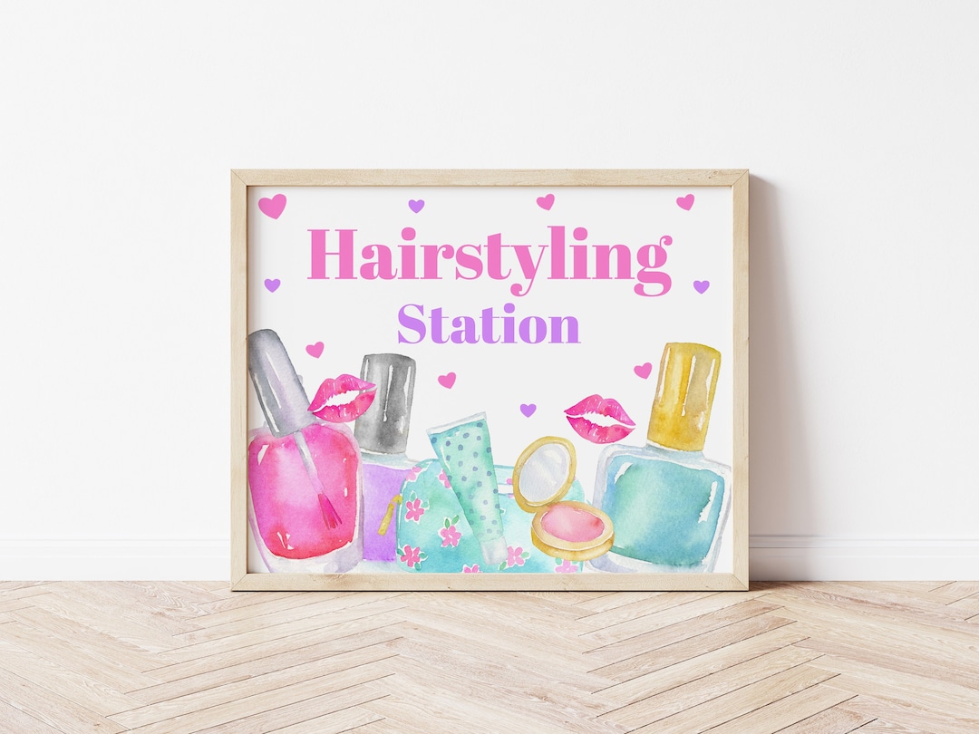 Hairstyling Station Sign, Spa Party Sign, Hair Styling Sign for Spa ...