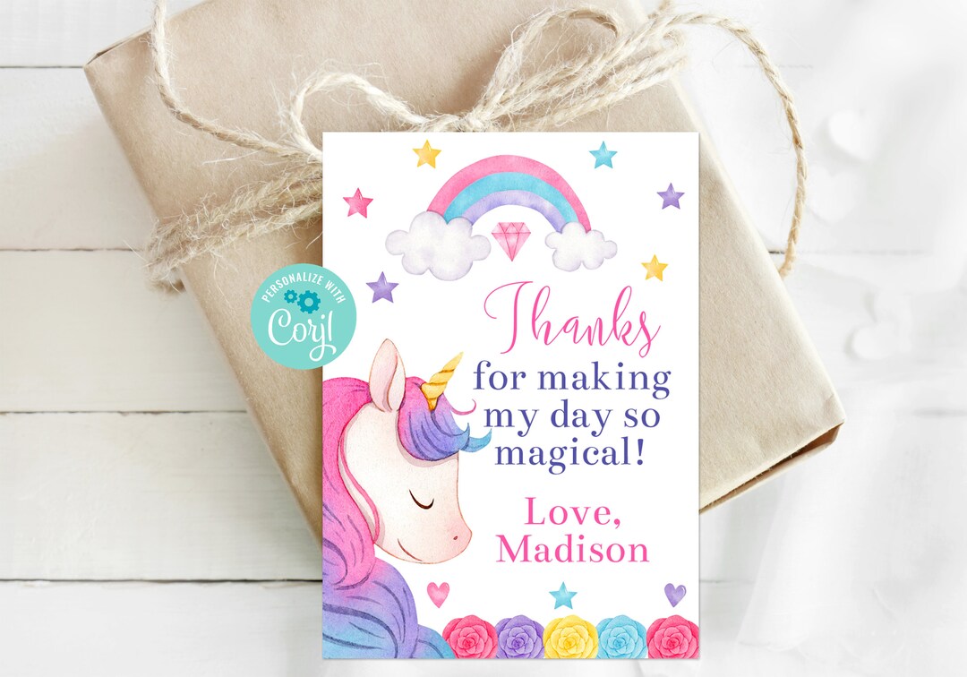 Editable Unicorn Favor Tag, Unicorn Party, Unicorn Birthday, Unicorn ...