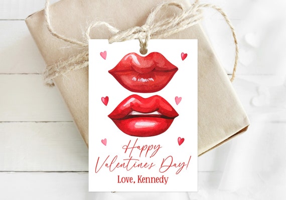 Printable Lips Valentine Tag, Editable Valentine's Day Gift Tag, Gift ...