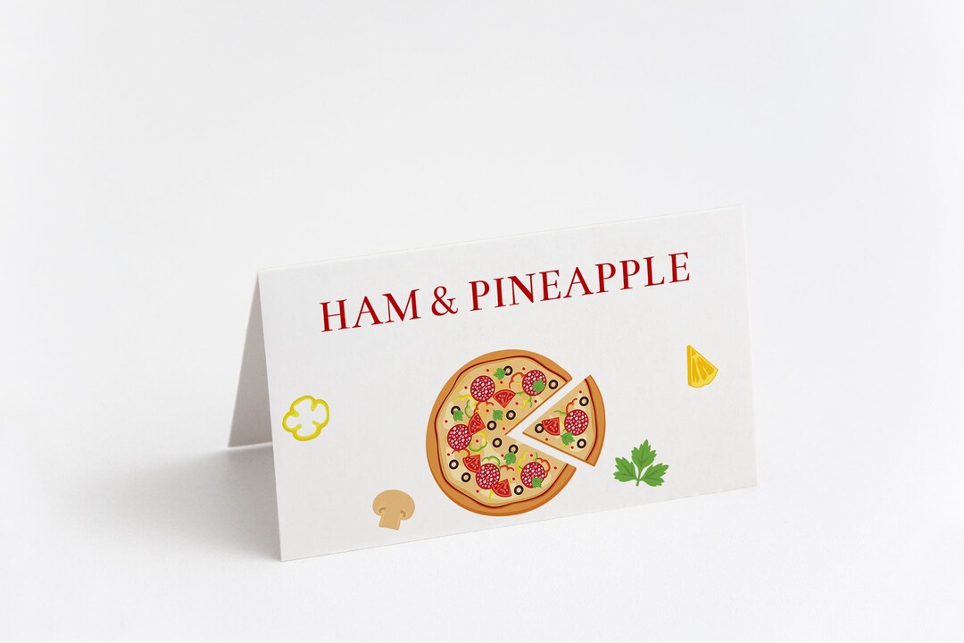 Editable Pizza Party Food Card Template, Printable Pizza Staff ...