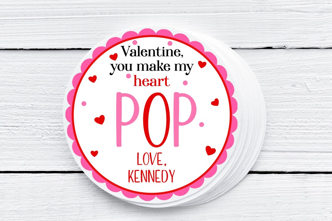 Shipped Valentine You Make My Heart Pop Tag, Kids Valentines for School ...