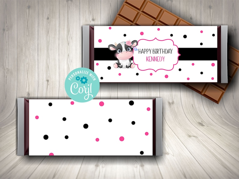 Editable Cow Candy Bar Wrapper Cow Birthday Party Favors | Etsy