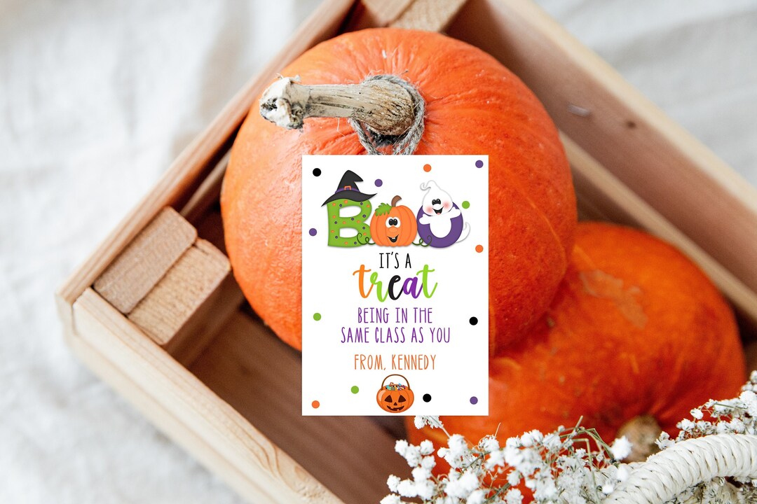 Boo It's A Treat Being in the Same Class as You Halloween Favor Tags ...
