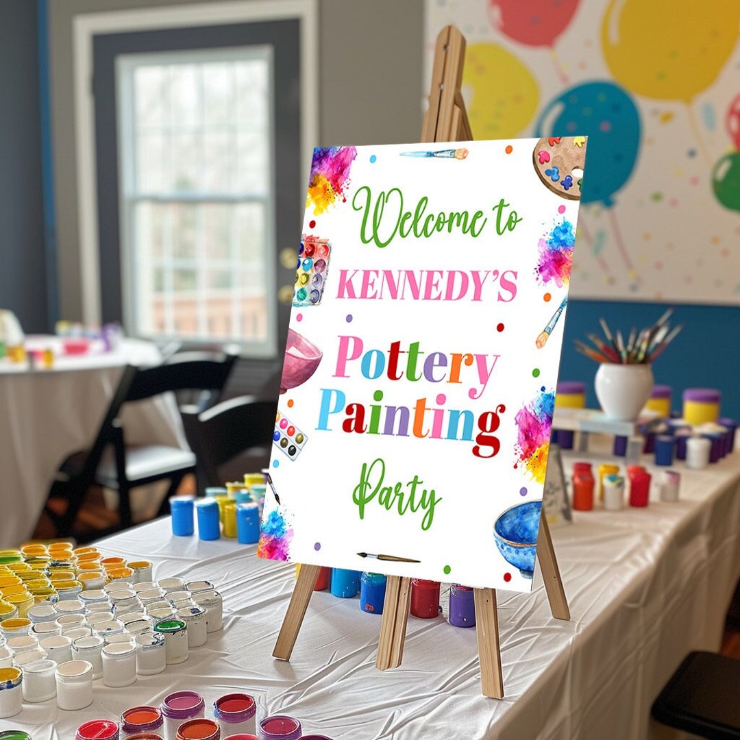 Pottery Painting Party Welcome Sign, Editable Template (digital ...