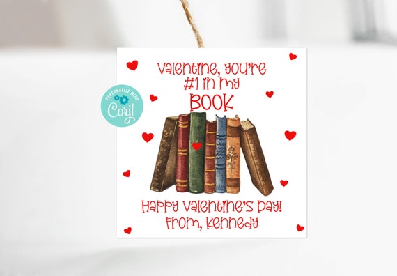 Printable Book Valentine Cards For Kids, You're #1 In My Book, Board ...