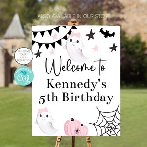 Hey Boo Pink Ghost Cards and Gifts Sign Halloween Baby Shower Sign ...