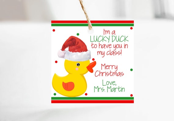 Editable Lucky Duck Christmas Tag From Teacher For Students, Gift From ...