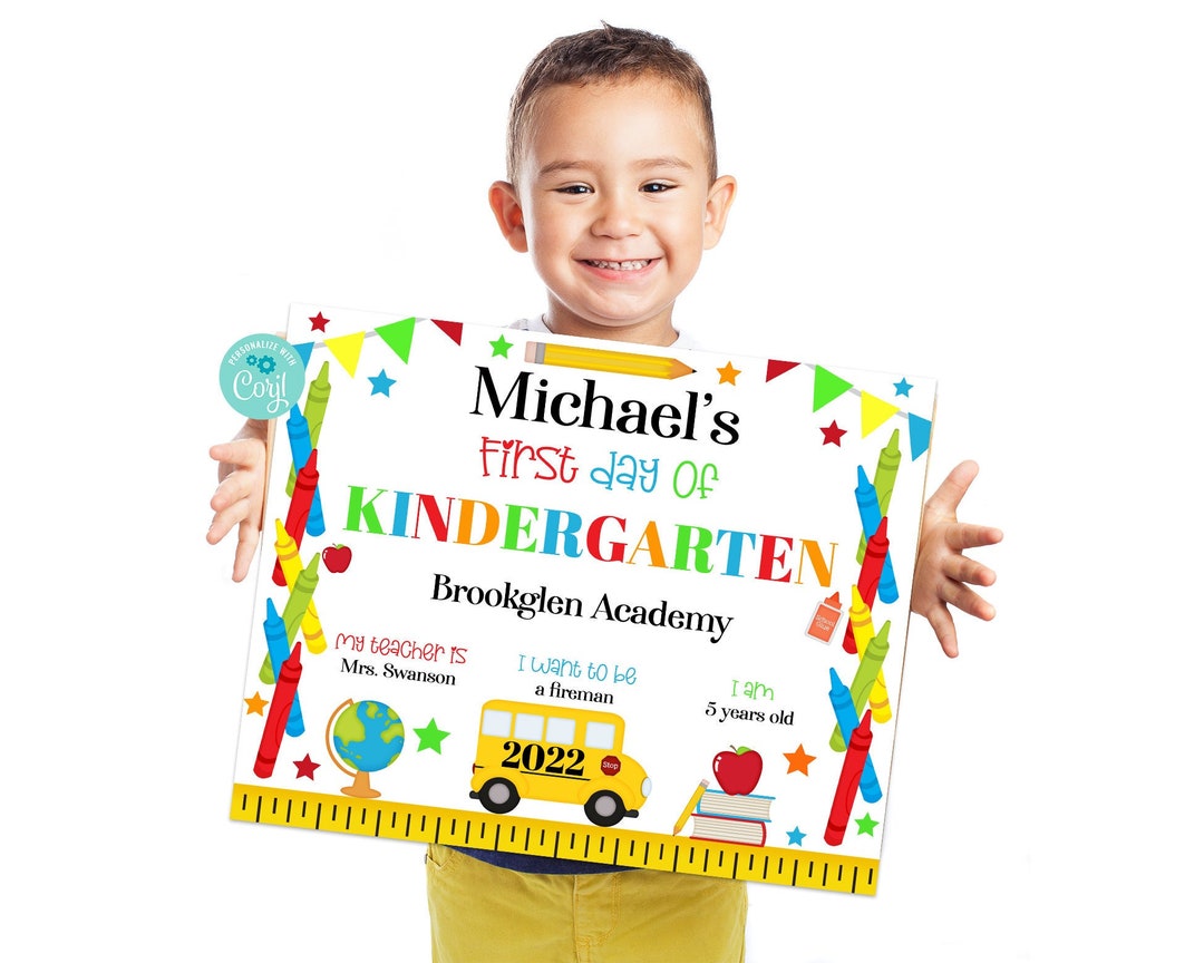 First Day of Kindergarten Back to School Sign Kindergarten Sign 1st Day ...