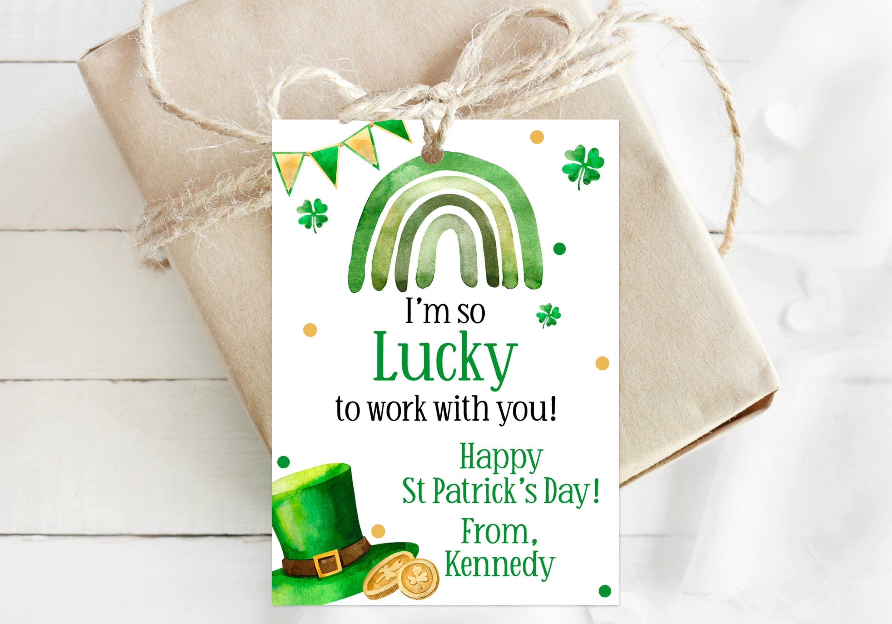 Editable Coworker St Patrick's Day Gift Tag, Printable I'm so Lucky to ...
